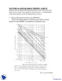 Linear Array Theory Part 2-Arrays in Antenna Theory-Lecture Slides - Docsity