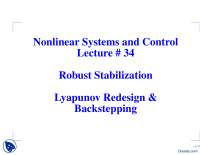 Lyapunov Redesign-Non Linear Systems Control and Analysis-Lecture Slides - Docsity