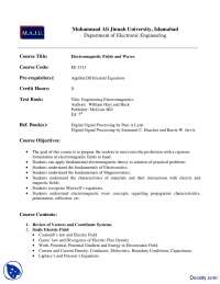 Course Outline-Electromagnetic Theory-Handout - Docsity