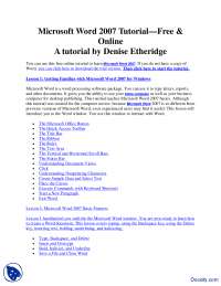 Part 1 Basic Word Skills-Using Word 2007-Handout - Docsity