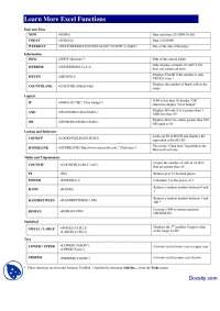 More Functions-Learning Microsoft Excel-Handout - Docsity