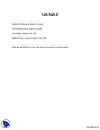 Tables in Oracle-Introduction to Database Systems-Lab Tasks - Docsity