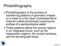 Photolithography-Fundamentals of Semiconductor Fabrication-Lecture Slides - Docsity