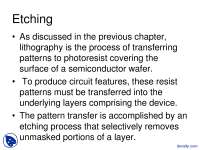 Etching-Fundamentals of Semiconductor Fabrication-Lecture Slides - Docsity