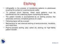 Etching-Microfabrication-Lecture Slides - Docsity