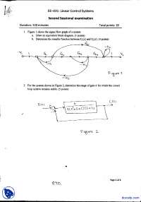 Root Locus and System Flow Diagrams-Control System-Paper Solution - Docsity