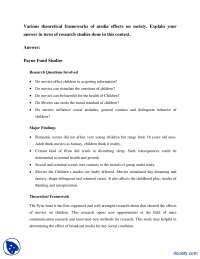 Various Theoretical Frameworks of Media Effects on Society-Mass Communication-Handout - Docsity