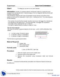 Inductor Experiment-Physics-Lab Mannual - Docsity