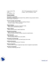 Communications and Networks-Business Administration-Course Outline - Docsity
