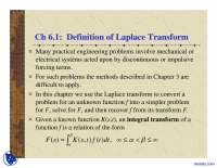 Definition of Laplace Transform-Signals And Systems-Lecture Slides - Docsity