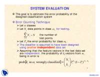 System Evaluation-Pattern Classification and Recognition-Lecture Slides - Docsity