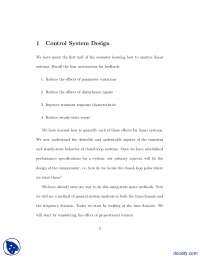 Control System Design-Principles of Automation Control-Lecture Notes ...