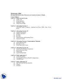 Course Outline-Electronics-Handout - Docsity