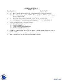 Chomsky Normal Form, Non Deterministic Finite Automata-Theory of Automata-Assignment - Docsity