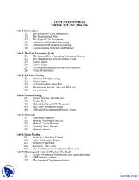 Course Outline-Fundamentals of Accounting-Handout - Docsity