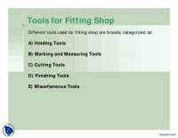 Fitting Workshop-Workshop Practice-Lecture Slides | Slides Mechanical Engineering | Docsity