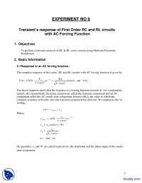 Transient Response of First Order RC-Electrical Circuit Analysis-Lab ...