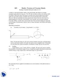 Shafts, Torsion of Circular Shafts-Material Structures-Lecture Handout - Docsity