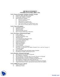 Course Outline-Micro Economics-Handout - Docsity