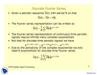 Discrete Fourier Series Periodic Sequences-Digital Signal Processing-Lecture Slides - Docsity