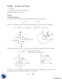 Vortex-Fluid Dynamics and Aerodynamics-Lecture Notes - Docsity