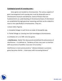Cytological Proof of Crossing Over-Bioinformatics And Genetics-Handout - Docsity