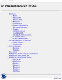 An Introduction to Matrices-Linear Algebra-Handout - Docsity