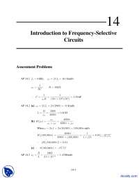 Introduction to Frequency Selective Analysis-Electrical Circuit Analysis-Solution Manual - Docsity