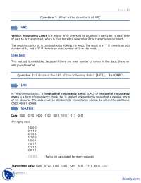 Vertical Redundancy Check-Computer Networks-Assignment - Docsity