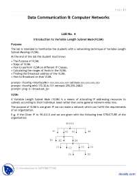 Introduction to Variable Length Subnet Mask-Computer Networks-Lab Handout - Docsity