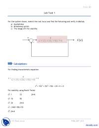 Root Locus-Control Systems-Lab Reports - Docsity