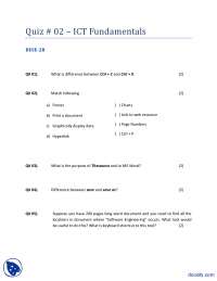 Basics of Microsoft Word-Fundamentals of Computers and Information ...