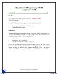 Inheritance, Aggregation and Composition-Object Oriented Programming-Assignment - Docsity