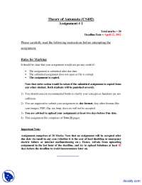 Reverse of Language, Palindromes-Theory of Automata-Assignment - Docsity