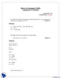 CFG of a Language-Theory of Automata-Assignment Solution - Docsity