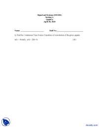 Continuous Time Fourier Transform-Signals and Systems-Quiz - Docsity