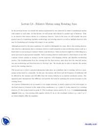 Relative Motion using Rotating Axes-Classical Mechanics-Lecture Handout - Docsity