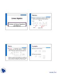 System of Linear Equations and Matrices-Linear Algebra-Lecture Slides - Docsity