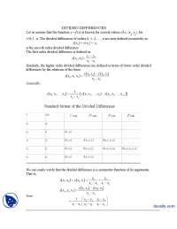 Divided Differences-Numerical Analysis-Lecture Handouts - Docsity