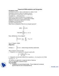 Numerical Differentiation And Integration-Numerical Analysis-Lecture Handouts - Docsity