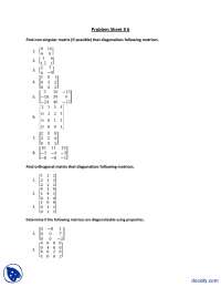 Problem Sheet 6 Diagonalization-Linear Algebra-Assignment - Docsity