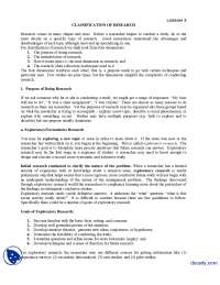 Classification Of Research-Research Methods-Handouts - Docsity
