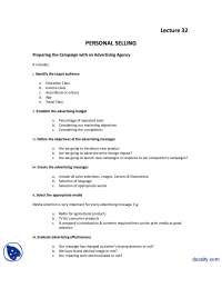 Personal Selling-Introduction to Business-Lecture Handout - Docsity