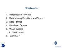 Introduction to WEKA Part 1-Data Warehouse-Lecture Handout - Docsity