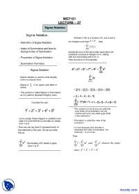 Sigma Notation-General Mathematics-Lecture Handout - Docsity