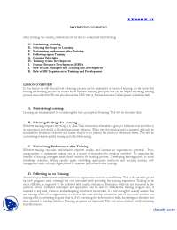 Maximizing Learning-Human Resource Managment-Lecture Handout - Docsity