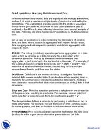 Querying Multidimensional Data-Data Warehouse-Lecture Handout - Docsity