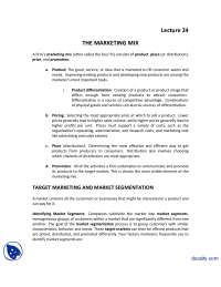 The Marketing Mix-Introduction to Business-Lecture Handout - Docsity