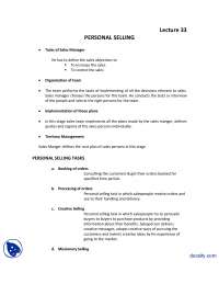 Personal Selling part 2-Introduction to Business-Lecture Handout | Exercises Business ...
