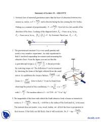 Gravity-Classical Physics-Handouts - Docsity